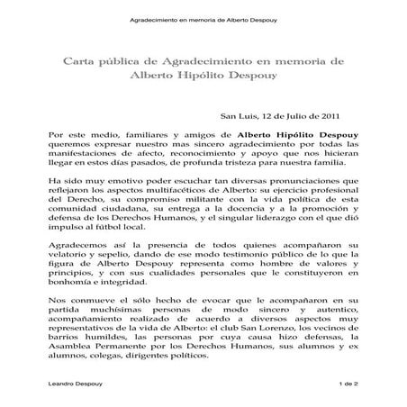 Carta de agradecimiento ceip angel carrillo | DOC