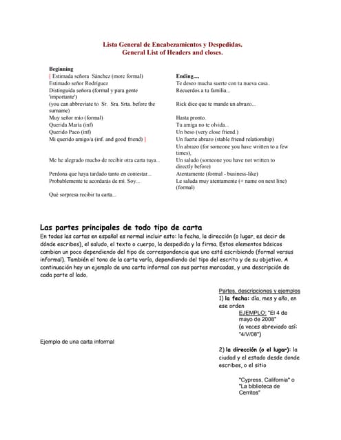 la carta- spanish lesson- free lesson- lección de español gratis | DOCX