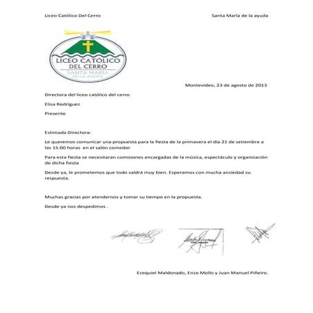 Carta a la directora | DOCX