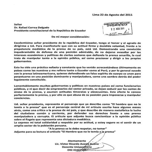 Carta al presidente | PDF