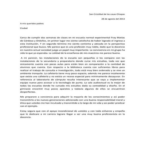 Carta a mis padres | DOCX