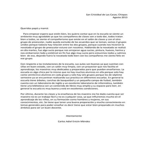 Carta a mis padres | DOCX