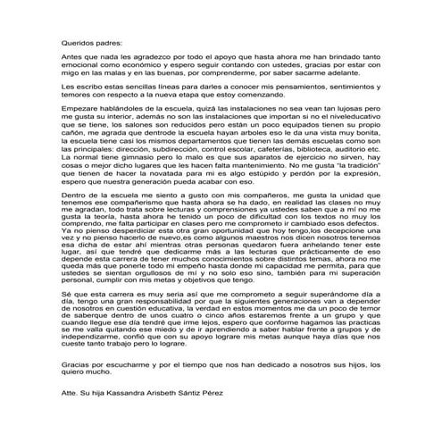 Carta a mis padres | PDF