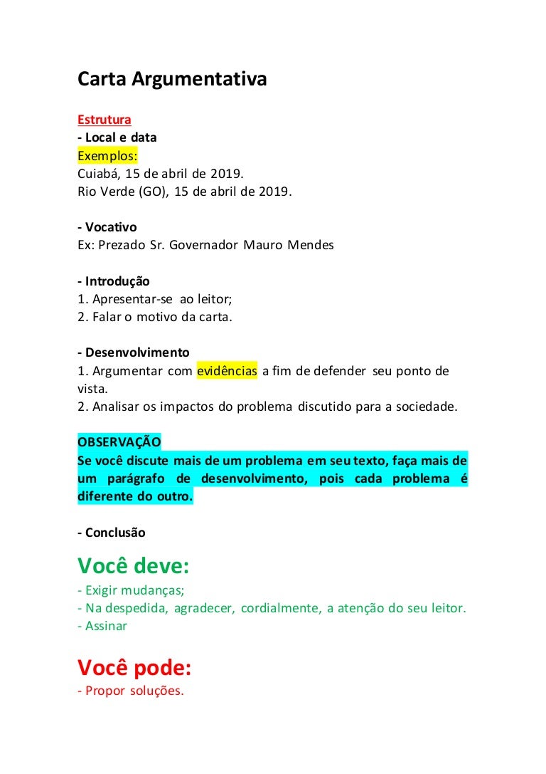 Carta argumentativa