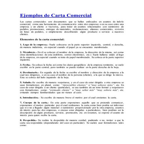 Formato De Carta Comercial Fecha