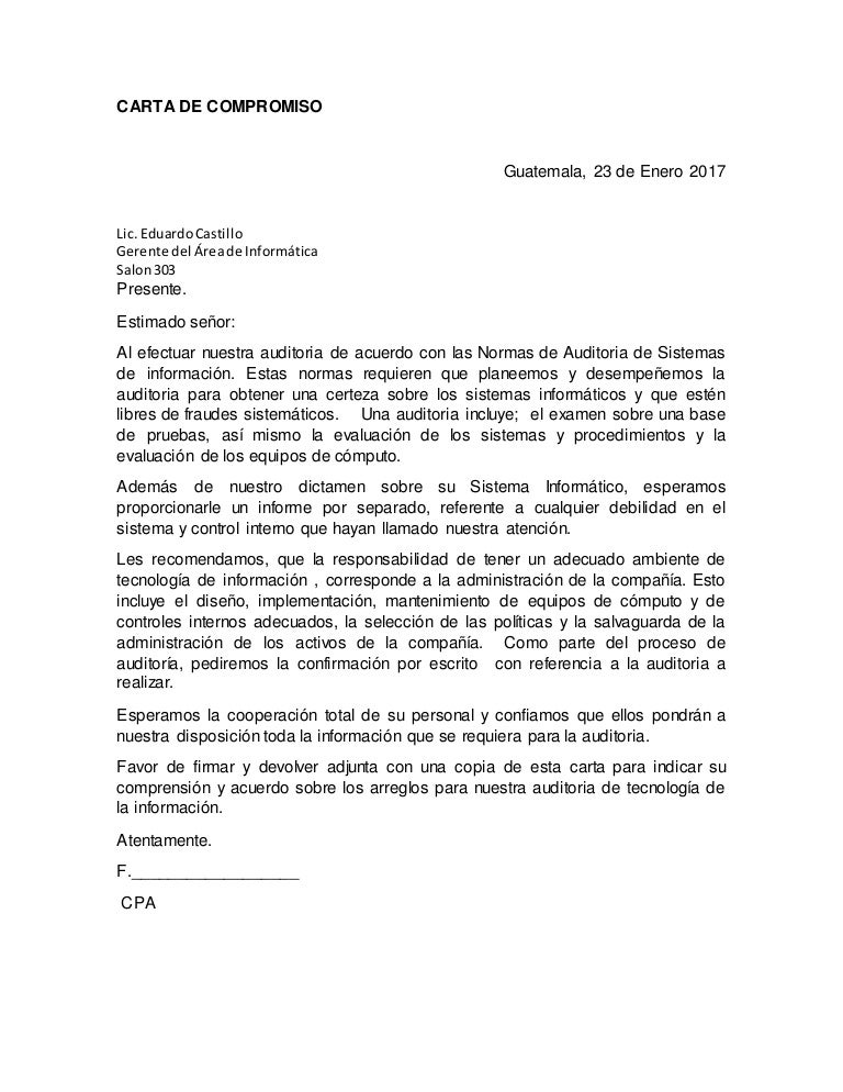 Carta Compromiso Laboral Ejemplos