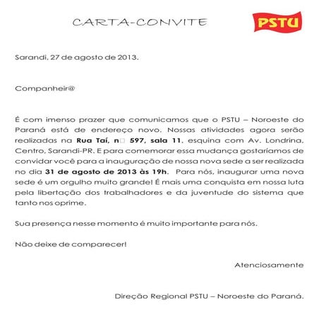 Carta convite | PDF