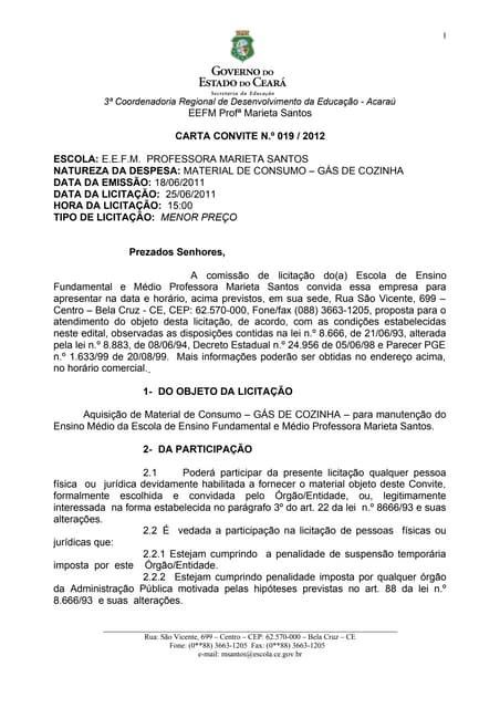 Oficio modelo convite | PDF