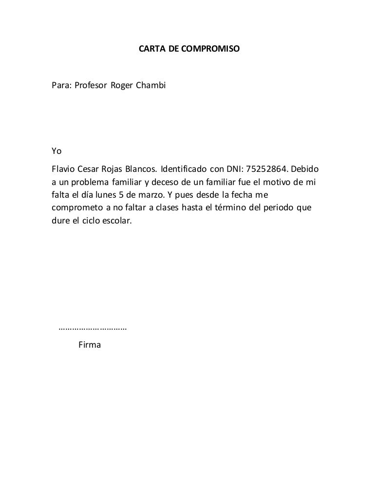 Carta Compromiso Documento Laboral