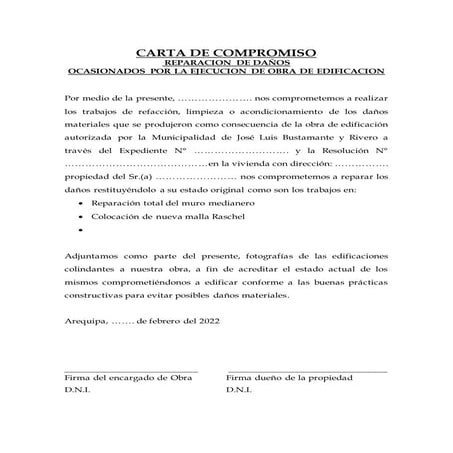 Carta De Compromiso Simple