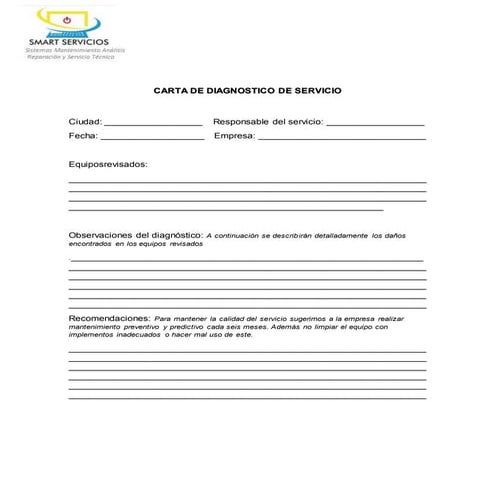 Carta de diagnostico de servicio | DOCX