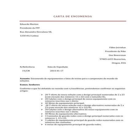 Carta de encomenda | DOCX