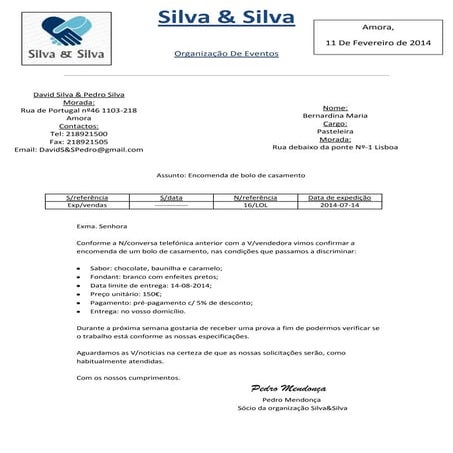 Carta de encomenda | DOCX