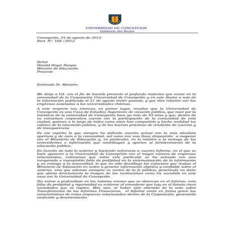 Carta del rector UdeC | PDF
