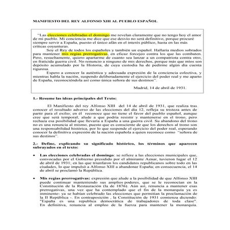 Carta del rey alfonso xiii al pueblo español | DOC