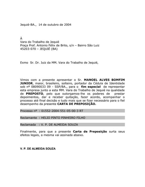 Carta de preposto | DOC | Law