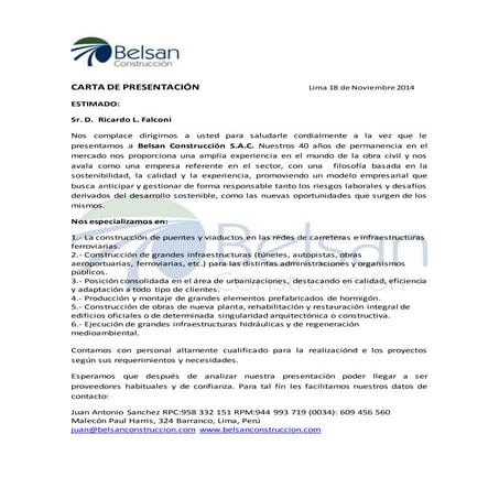 Carta de presentación belsan | DOCX