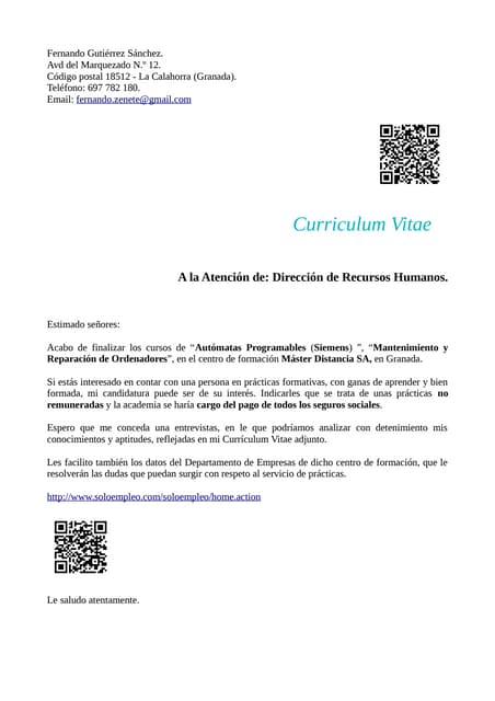 Carta de Presentación | PDF