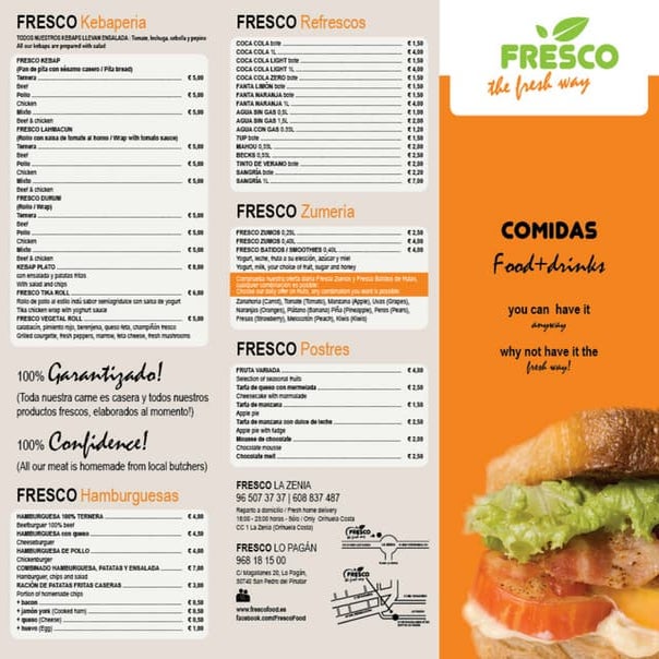 Menú Restaurante Frescofood | PDF
