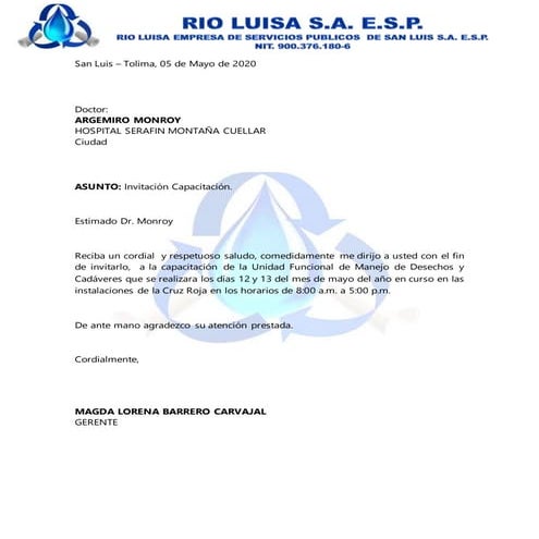 Carta De Invitación De Empresa