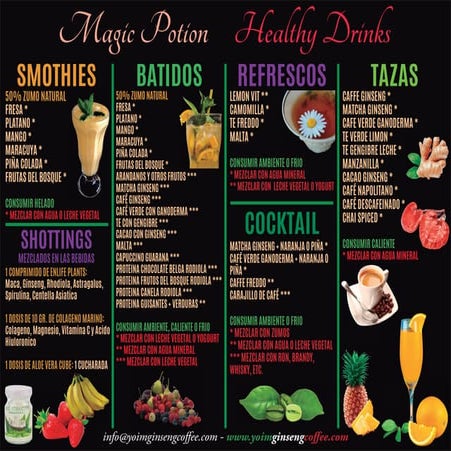 Carta Magic Potion de Yoim para horeca sobre mesa, Con Ginseng ...