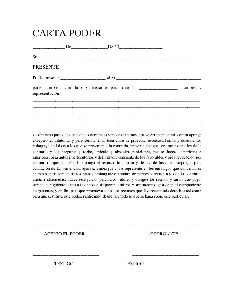 Carta De Poder Amplio