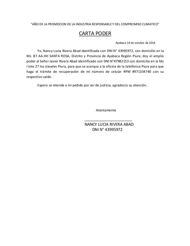 Machote Carta Poder Simple