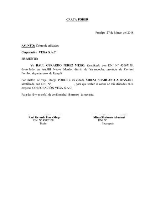 Carta poder simple | DOCX