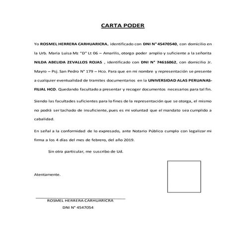 Carta poder | DOCX
