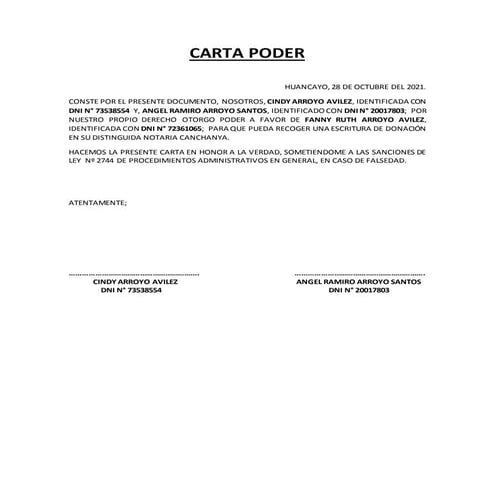 Carta poder simple | DOCX