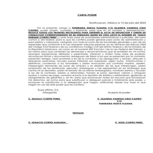 Carta poder | DOCX