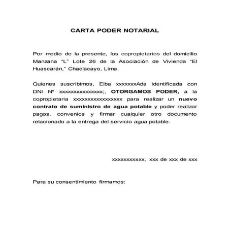 Carta Poder Notarial Descarga Ejemplos Gua Completa