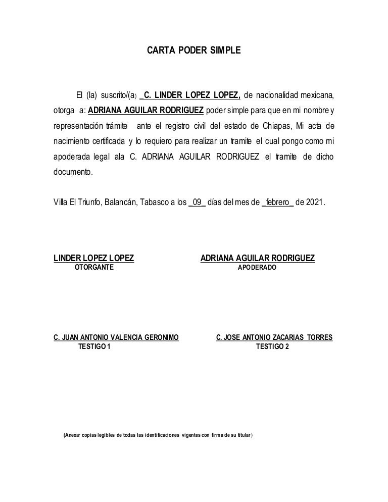 Modelo De Carta Poder Para Tramites En Peru