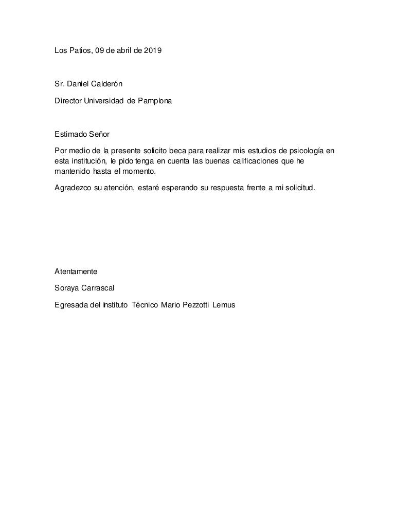 Carta solicitud de beca