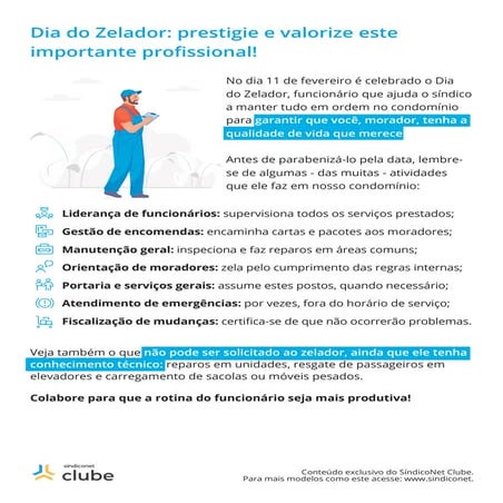 Cartaz | Dia do Zelador | PDF