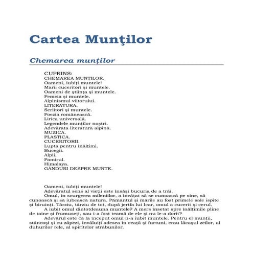 Cartea muntilor | DOC
