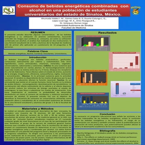 CONSUMO DE BEBIDAS ENERGETICAS EN ALUMNOS DE CLN, SINALOA | PPTX