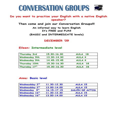 Conversation Groups - Dec 09 | DOC