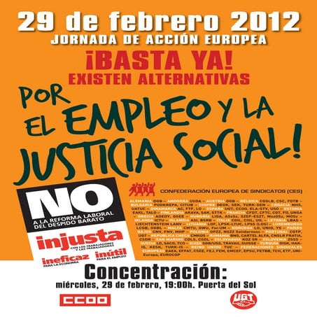 Cartel por el empleo y la justicia social 29.02.12