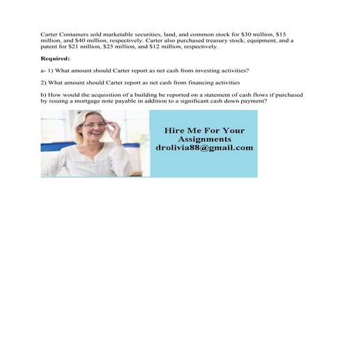 Carter Containers sold marketable securities- land- and common stock f.docx