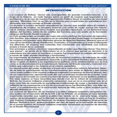 HISTORIA DE LA CNMCIOB BARTOLINA SISA | PDF