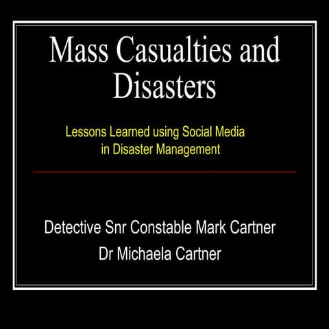 M Cartner: Mass Casualties and Real Disasters | PDF