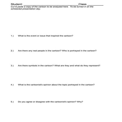 Cartoon analysis student sheet | DOC