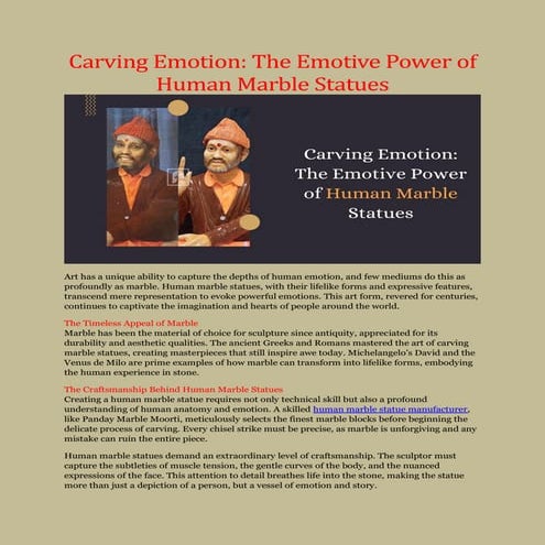 Carving Emotion The Emotive Power of Human Marble Statues | PDF