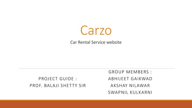 Car rental Project Ppt | PPTX