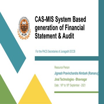 CAS-MIS system based generation of financial statement & Audit | PPT