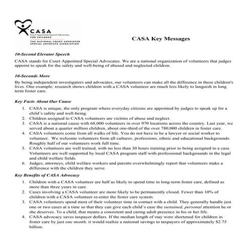 CASA Key Messages | PDF