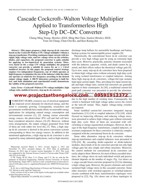 ZVS Circuit based – Cockcroft Walton High Voltage DC Generator | PDF