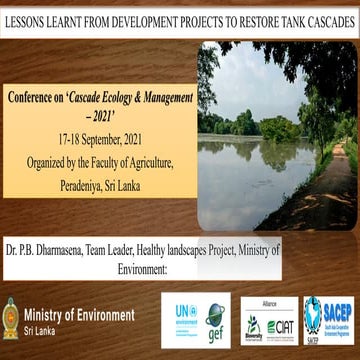 LESSONS LEARNT FROM DEVELOPMENT PROJECTS TO RESTORE TANK CASCADES | PDF