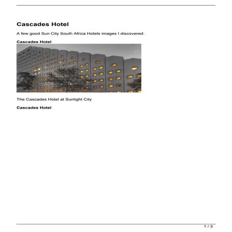 Cascades Hotel | PDF